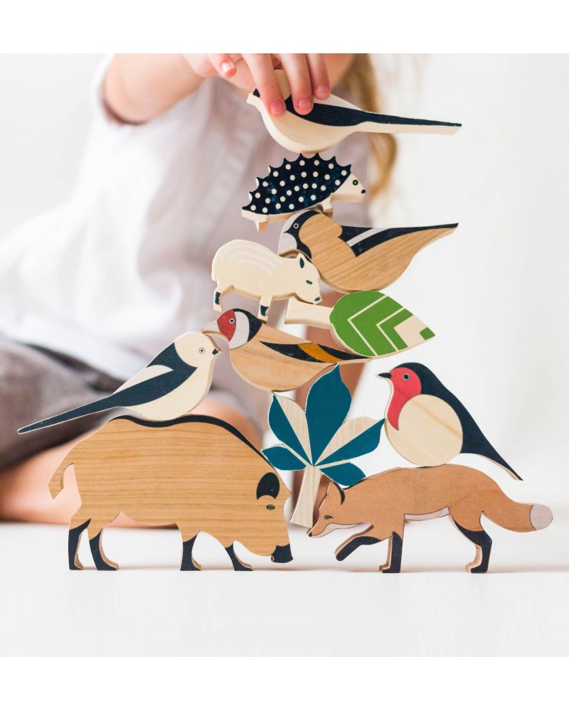 Set d'animaux de la forêt en bois